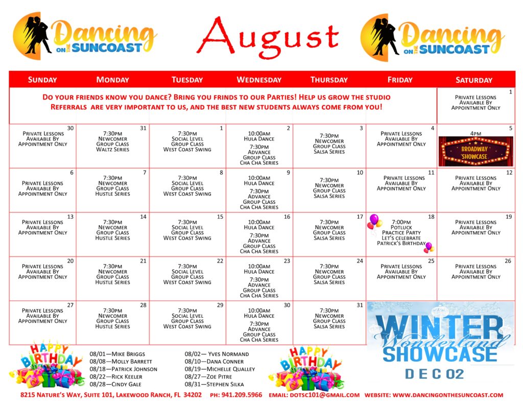 Calendar - Dancing On The Suncoast | Social Dance Events